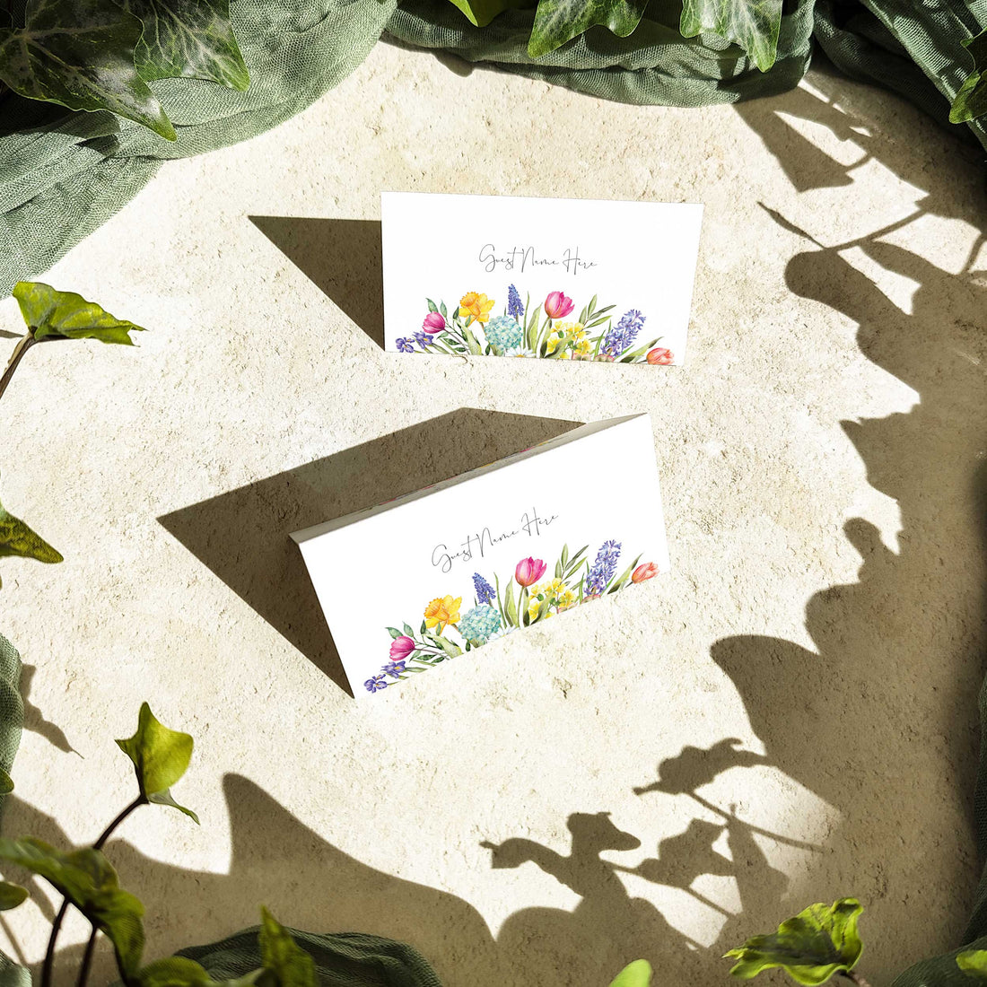 Spring Flowers Folded Place Cards – Paper Willow